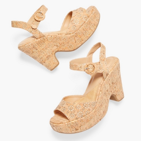 JustFab | Shoes | Nwt Floral Cork Platform Wedges | Poshmark